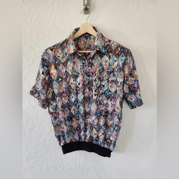 Alan Stuart | Shirts | Vintage Stuart 96s Rainbow Swirl Jacquard Button ...
